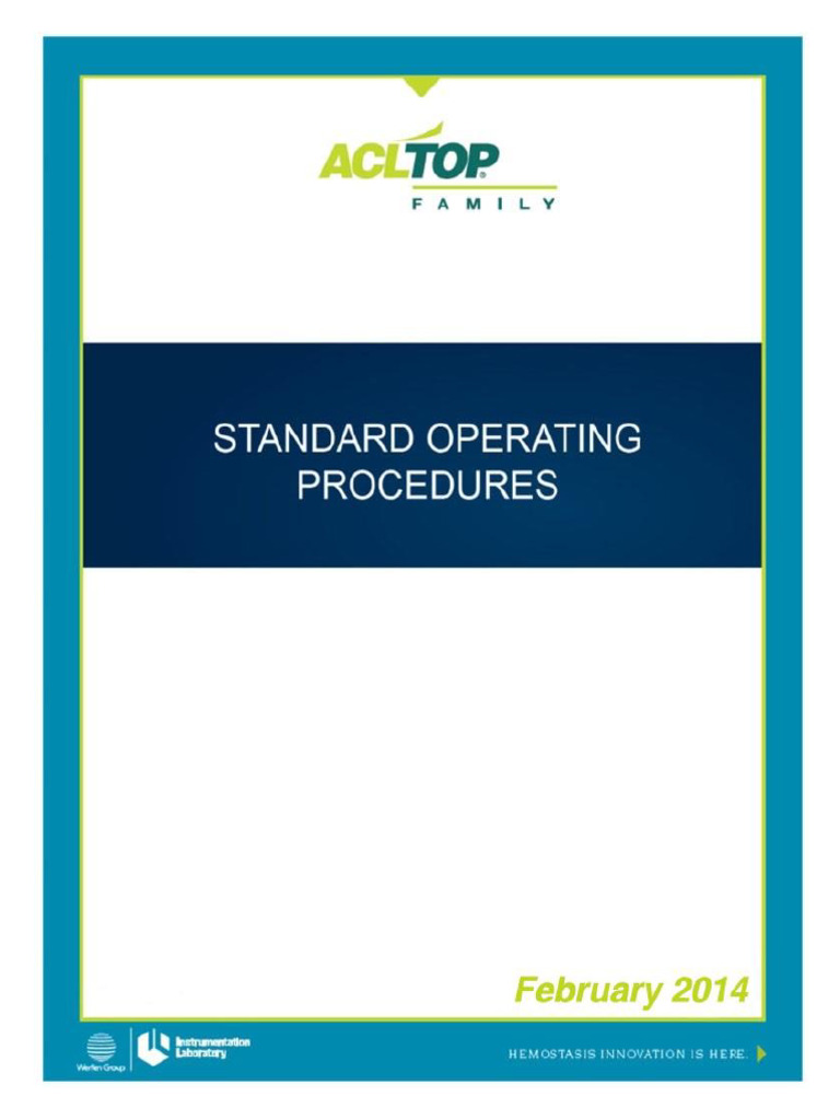 ACL TOP Family SOP Manual 2016-10-19 en | PDF | Body Fluids | Blood