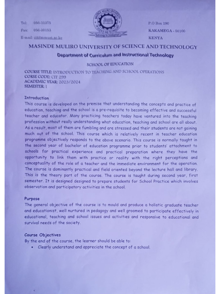 Cit 299 Course Outline | PDF