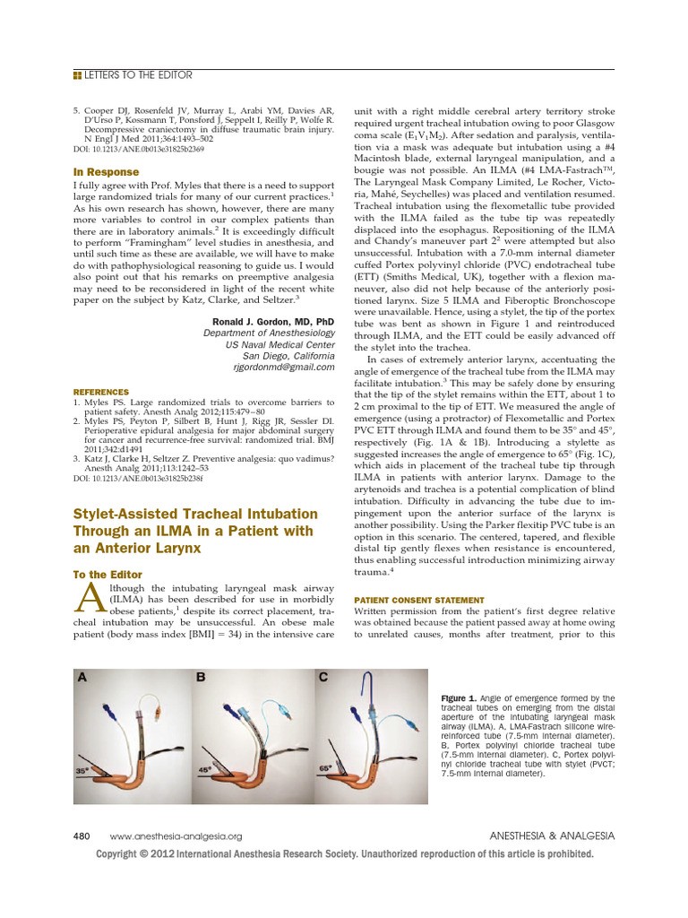 43_Stylet-Assisted Tracheal Intubation Through an ILMA in a Patient ...