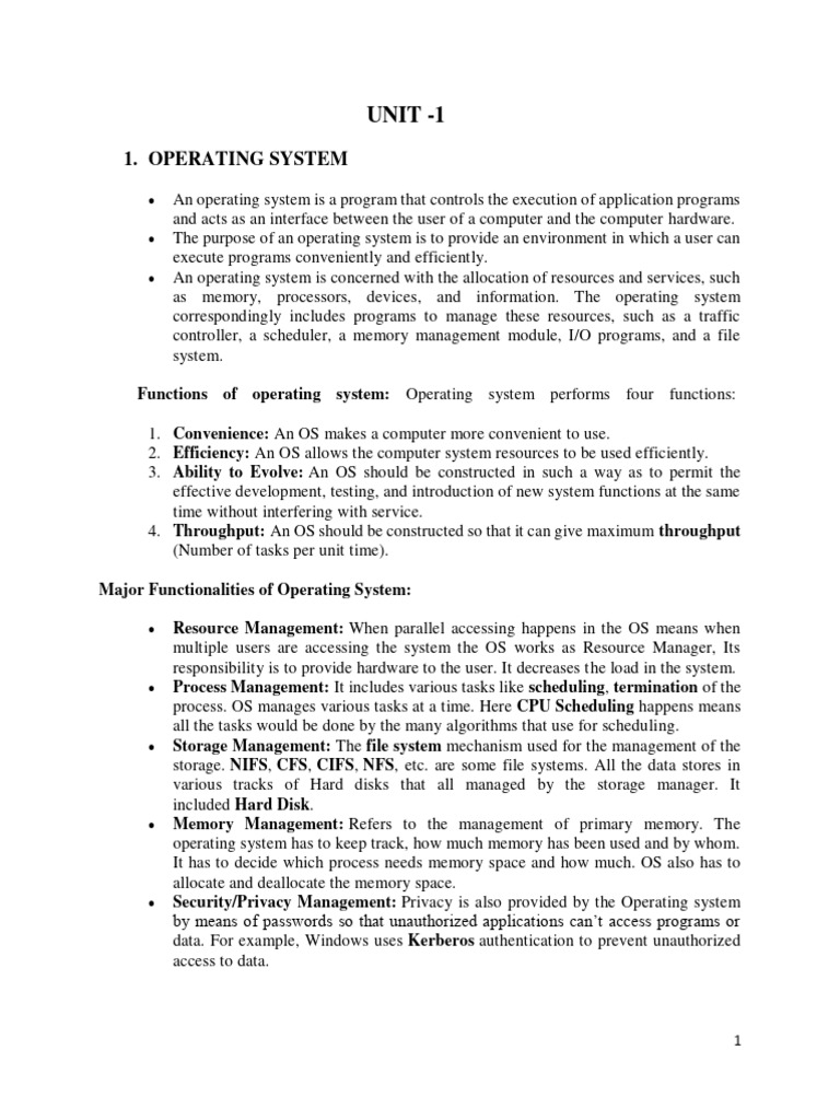 Unit 1 Notes Pdf Operating System Icon Computing