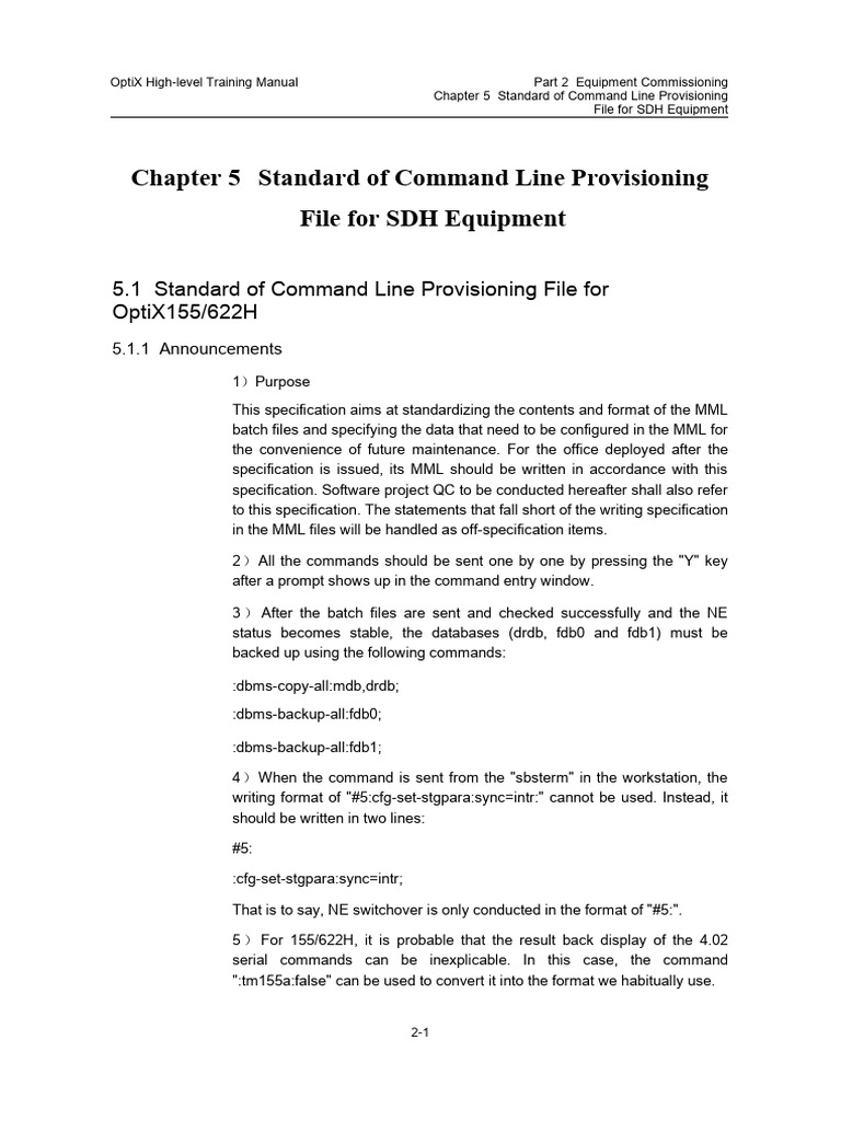 05 Standard Of Command Line Provisioning File For Sdh Equipment Pdf Command Line Interface