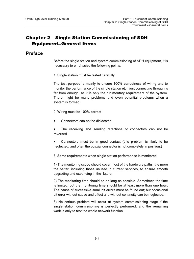 02-Single Station Commissioning of SDH Equipment - General Items | PDF | Power Supply ...