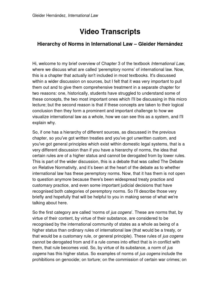 Chapter 3 Hierarchy of Norms in International Law | PDF | International ...