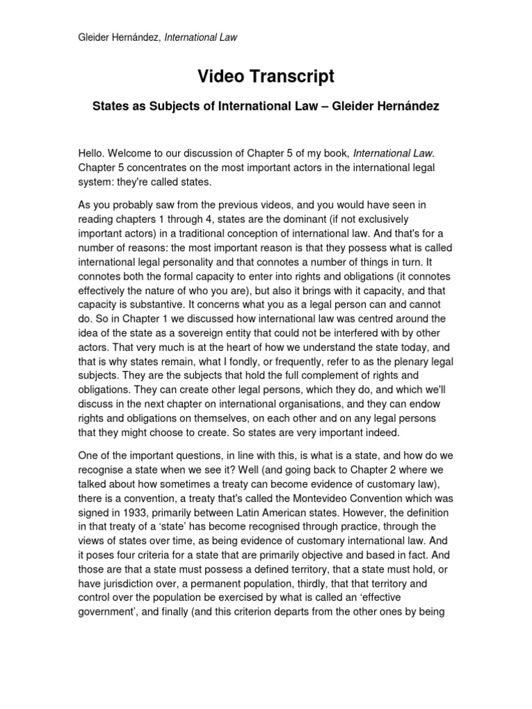 States as Subjects of International Law | PDF | Sovereign State ...