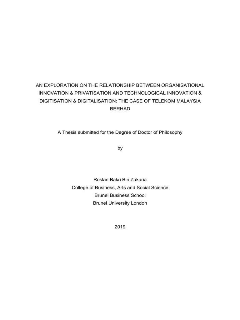 Full Text Thesis | PDF | Innovation | Methodology