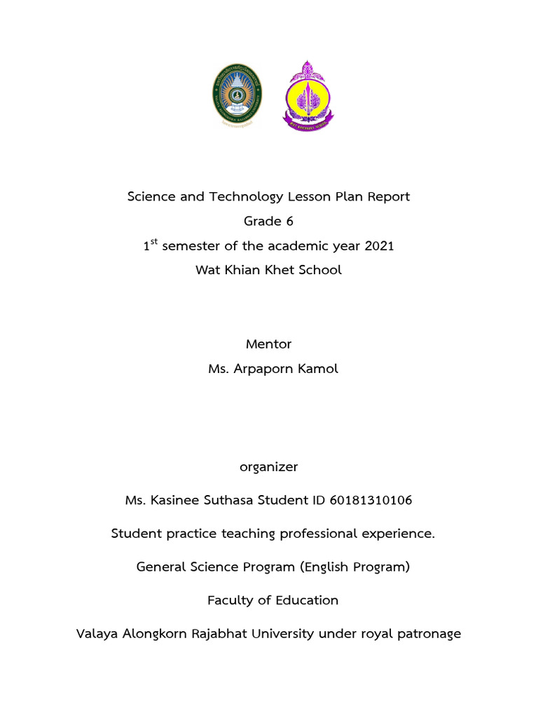 Science and Technology Lesson Plan Report | PDF | Foods | Educational ...