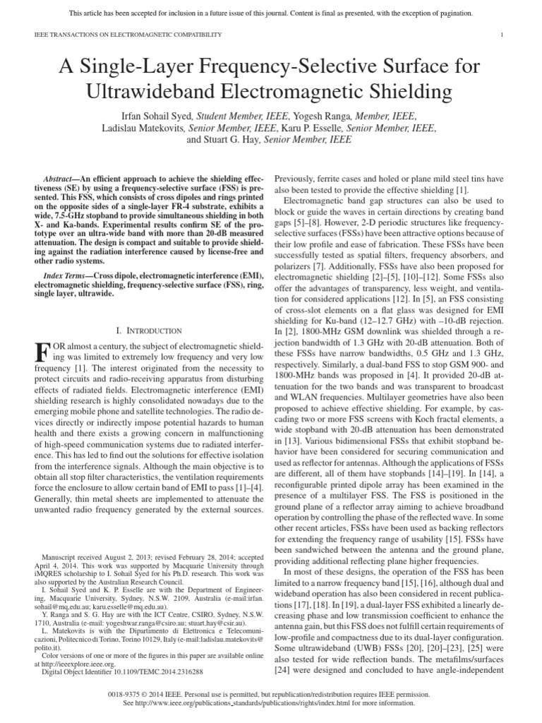 A Single-Layer Frequency-Selective Surface for Ultrawideband ...
