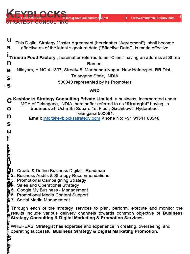 KBSCPL - MSA - Trinetra Food Factory - Agreement 2.0 - TR | PDF ...