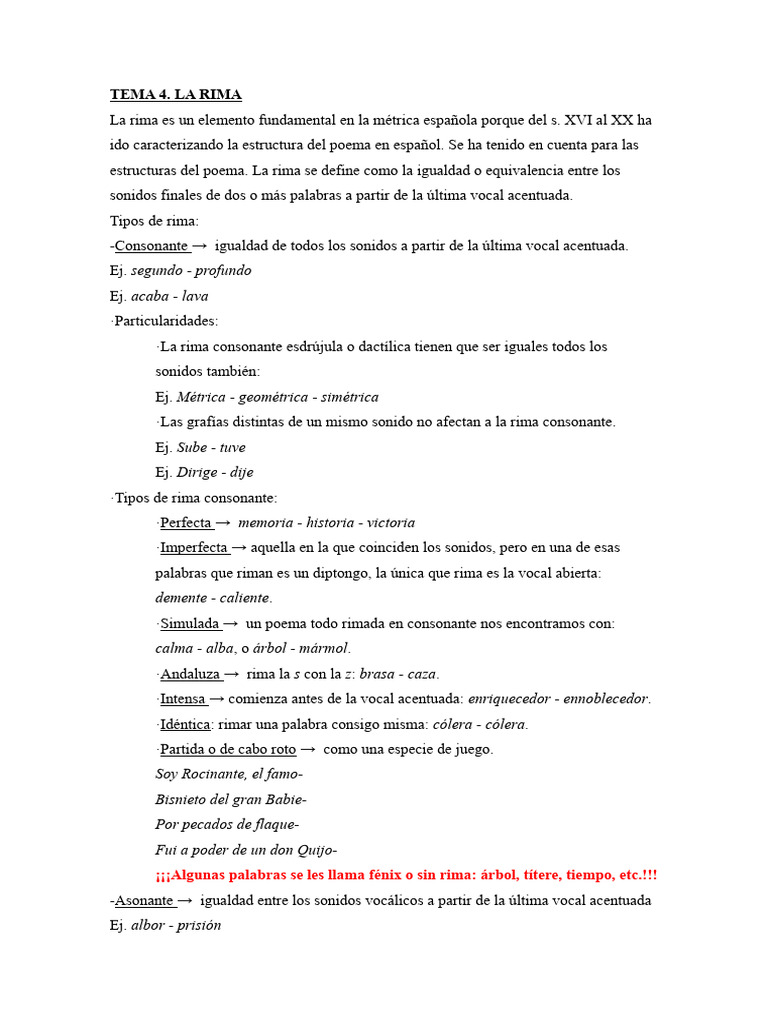 Tema 4 | PDF | Rima | Metro (poesía)