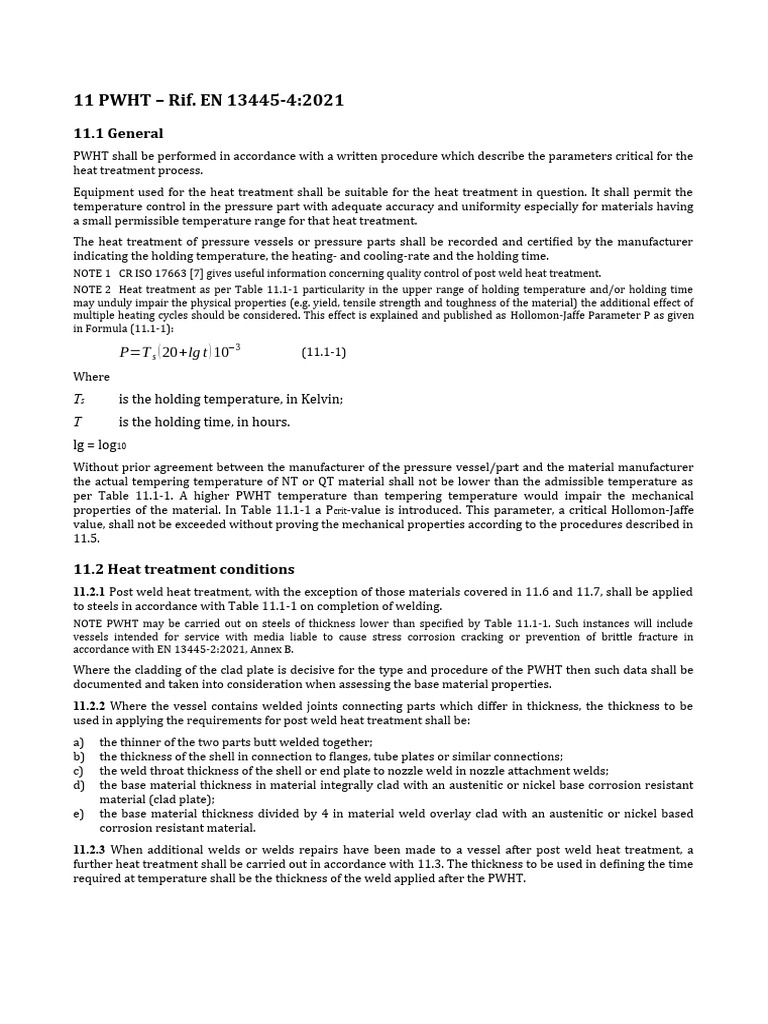 PWHT Per EN 13445-4 - 2021 | PDF | Heat Treating | Construction