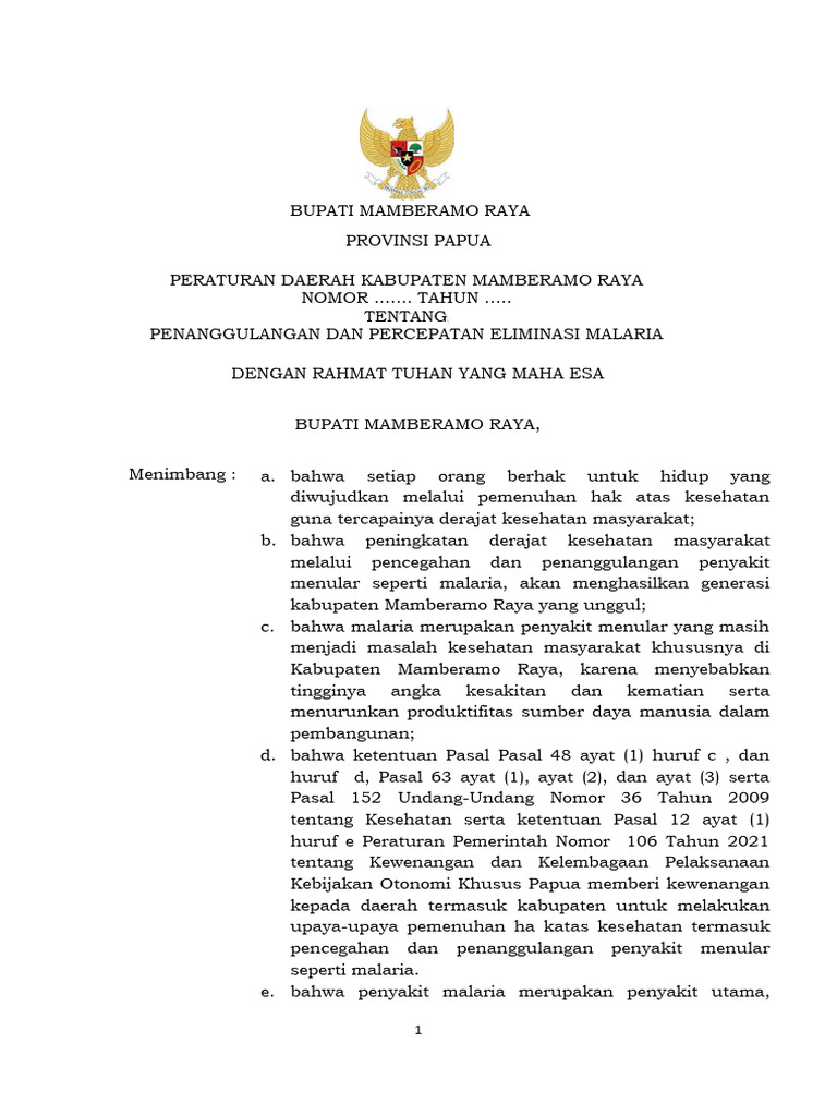 Raperda Eliminasi Malaria - Perbaikan 2-Oleh Yure | PDF