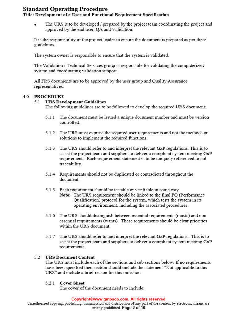 VAL 140 Development of A User and Functional Requirement Specification Sam | Download Free PDF ...