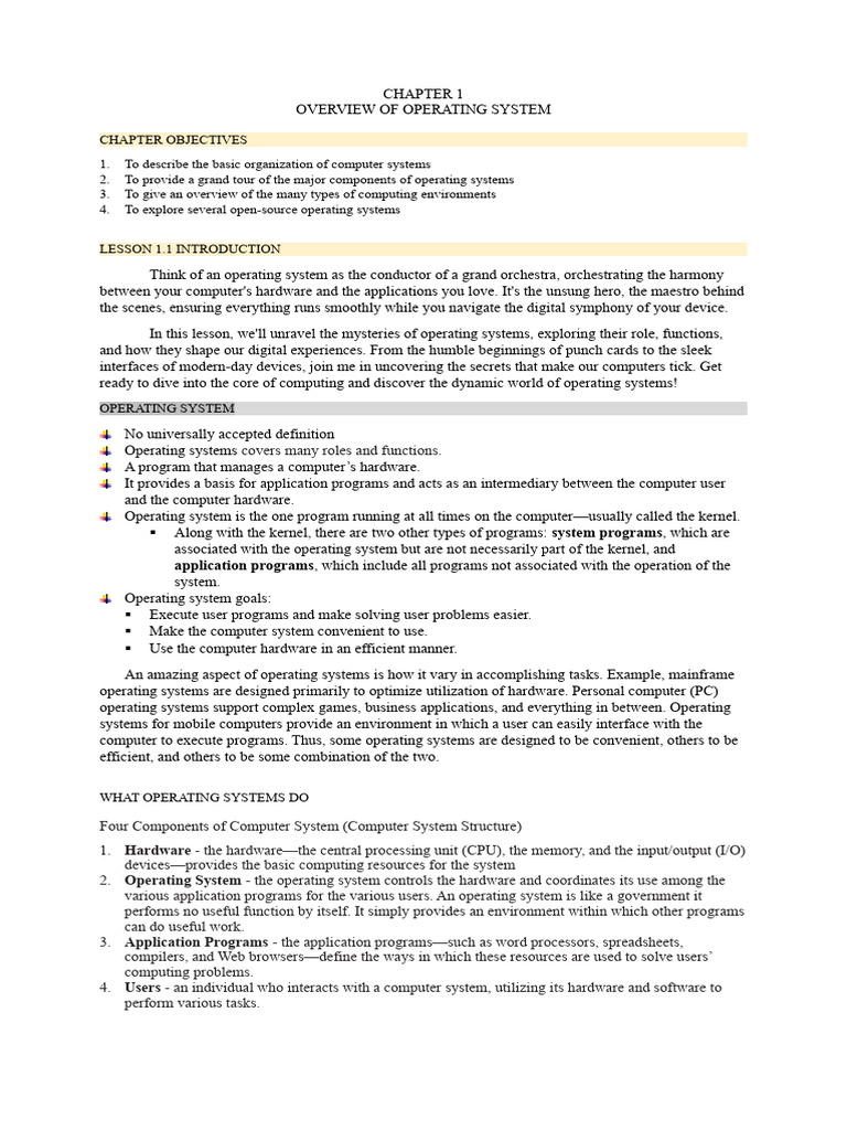 OVERVIEW OF OPERATING SYSTEM Updated | PDF | Computer Data Storage | Operating System