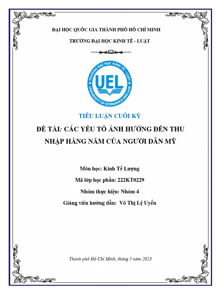 TIỂU LUẬN KTL NHÓM 4 THỨ 3 CA 3 | PDF