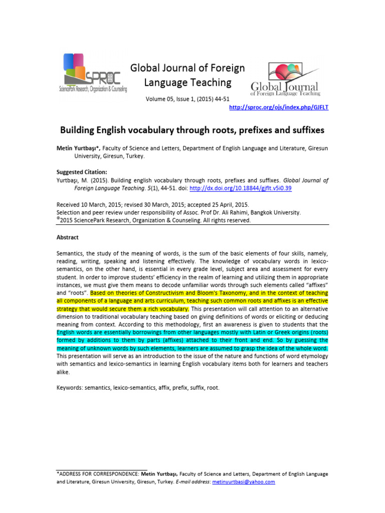 Root and Prefix | PDF | English Language | Word