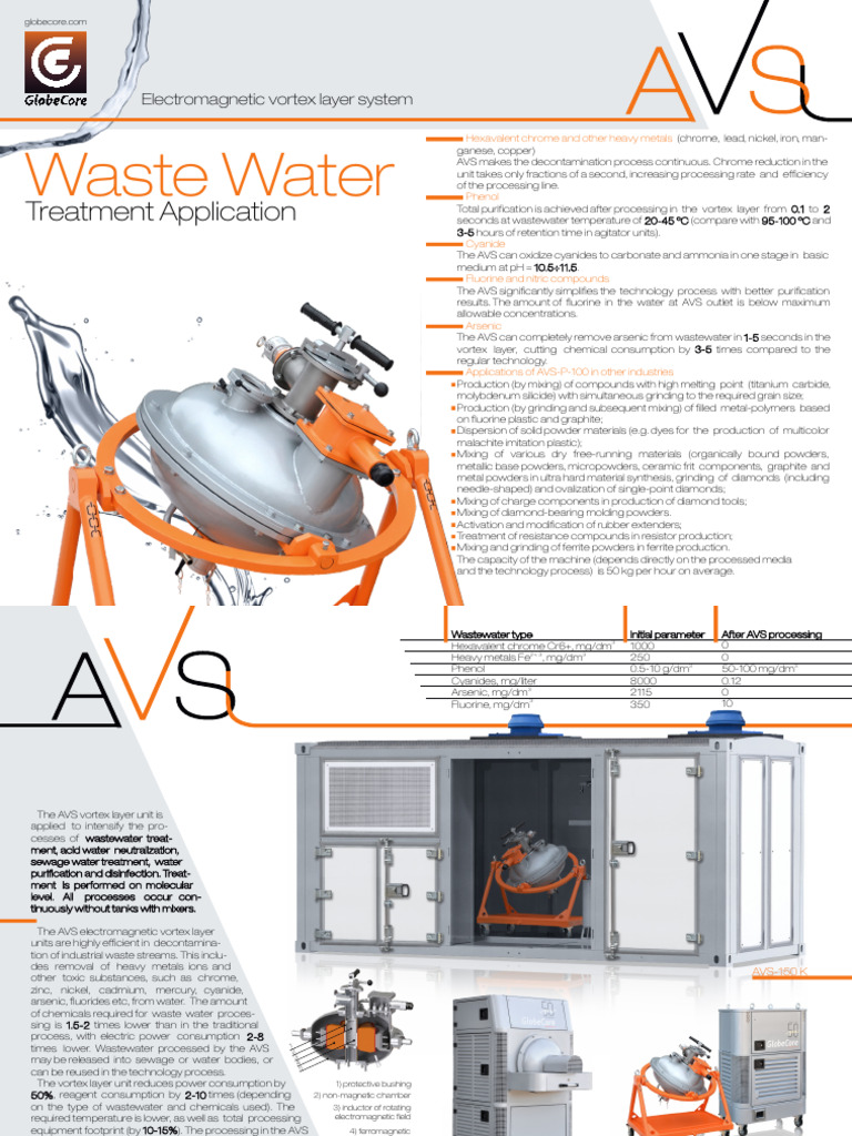 Water Treatment Using AVS by GlobeCore | PDF | Sewage Treatment | Chromium