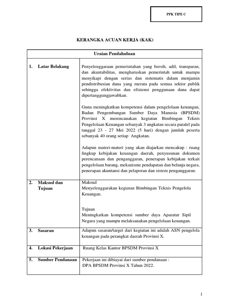 Lampiran 1 - KAK Swakelola | PDF | Karier & Perkembangan | Pengelolaan Keuangan & Uang