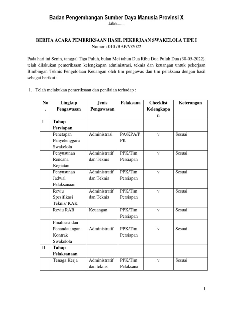 Lampiran 10 - Form Berita Acara Pemeriksaan | PDF | Teknologi & Rekayasa