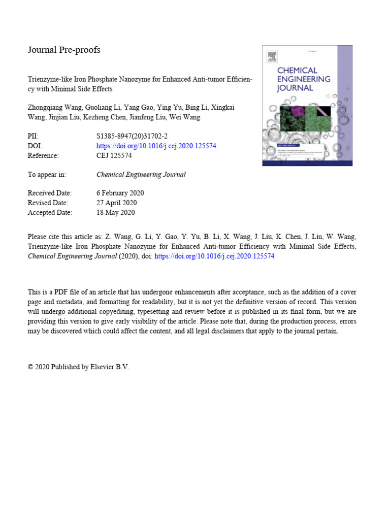 10 1016@j Cej 2020 125574 | PDF | Reactive Oxygen Species | Apoptosis