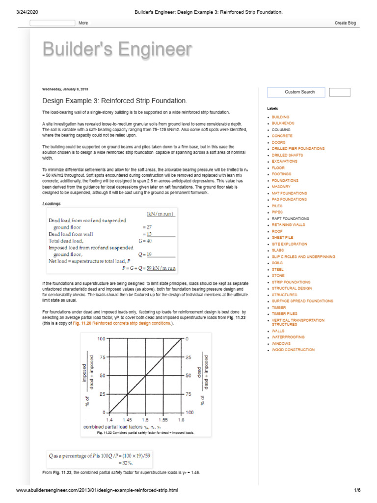 Design Example Reinforced Strip Foundation | PDF | Foundation ...