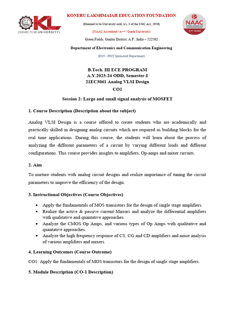 Koneru Lakshmaiah Education Foundation: Department of Electronics and ...