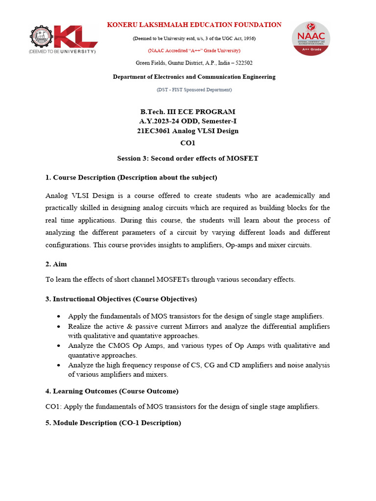 Koneru Lakshmaiah Education Foundation: Department of Electronics and ...