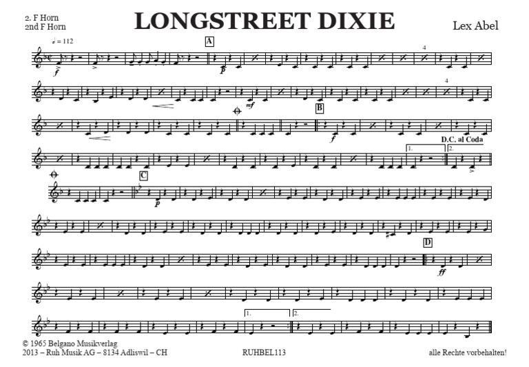 51 BEL113 - Longstreet Dixie - Abel - Page - 0033 F Horn 2 | PDF
