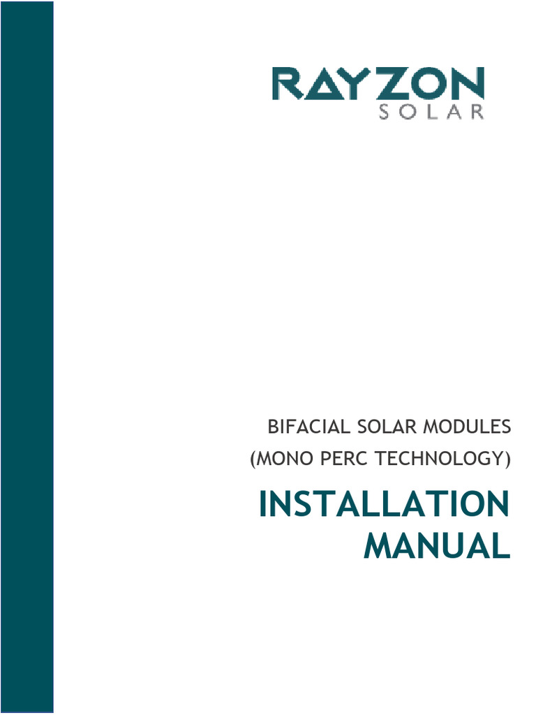 Rayzon Installation Manual - Mono PERC Bifacial - IEC | PDF | Solar Panel | Photovoltaic System