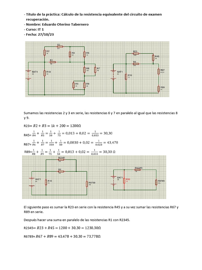 Calcular La Resistencia Del Circuito Del Examen | PDF