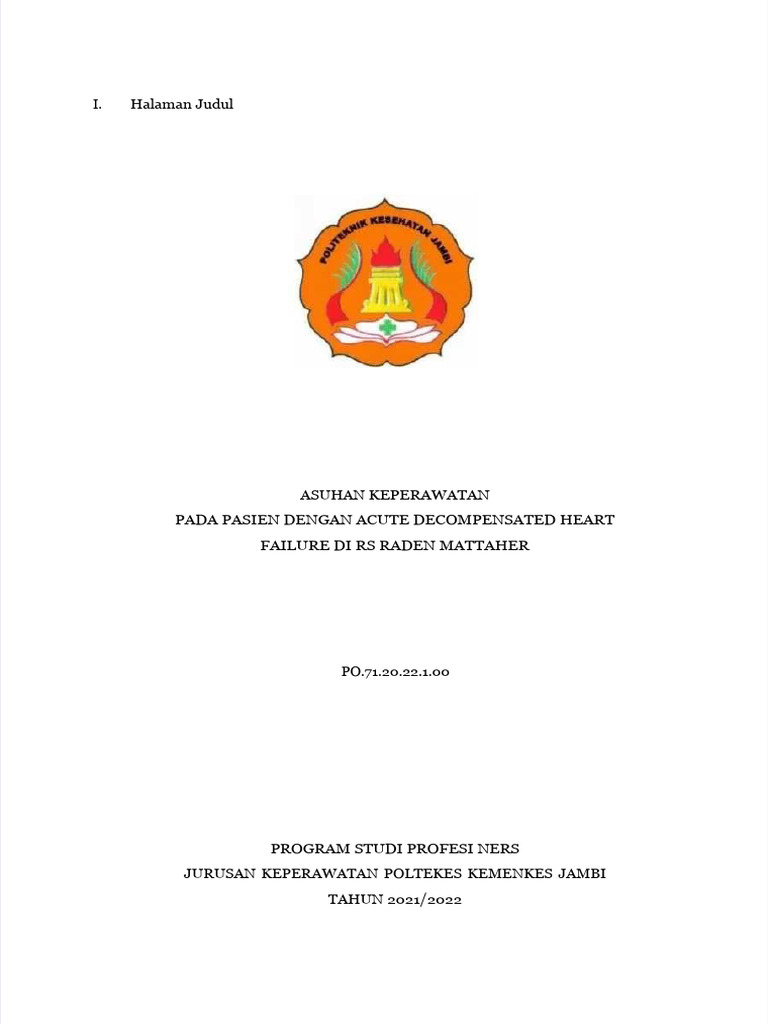 Asuhan Keperawatan ADHF di RS Raden Mattaher | PDF