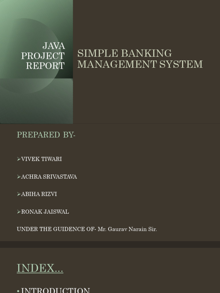 Java Project: Simple Banking Management System | PDF | Java (Programming Language) | Computer ...