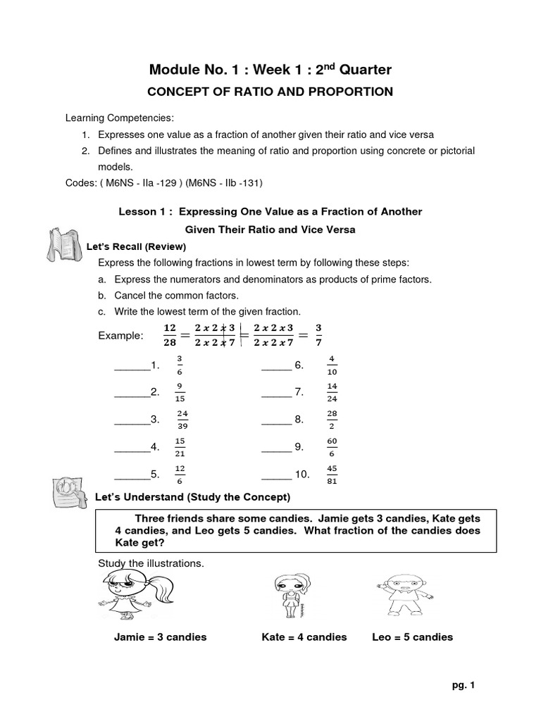 Module No. 1: Week 1: 2 Quarter: Concept of Ratio and Proportion | PDF ...