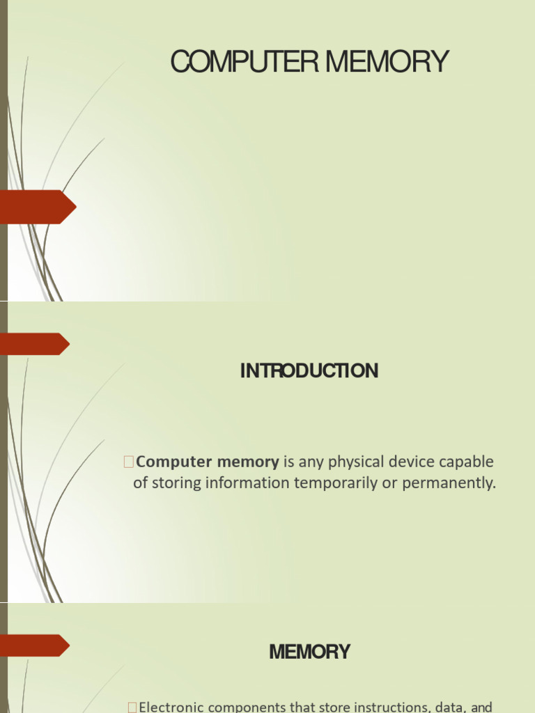 Memory 1 Pdf Random Access Memory Computer Data Storage