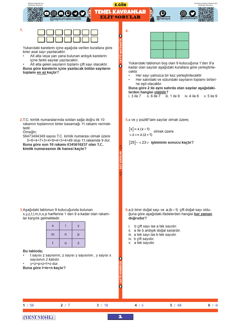 5.gün Temel Kavramlar - Elit Sorular | PDF