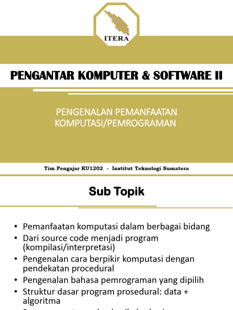 Pertemuan 2 - Pengenalan Pemanfaatan Komputasi-Pemrograman | PDF