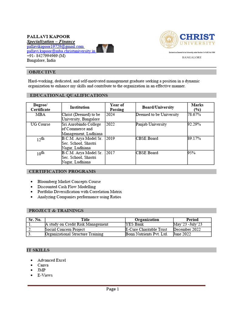 Resume - Christ Template | PDF | Economies | Business