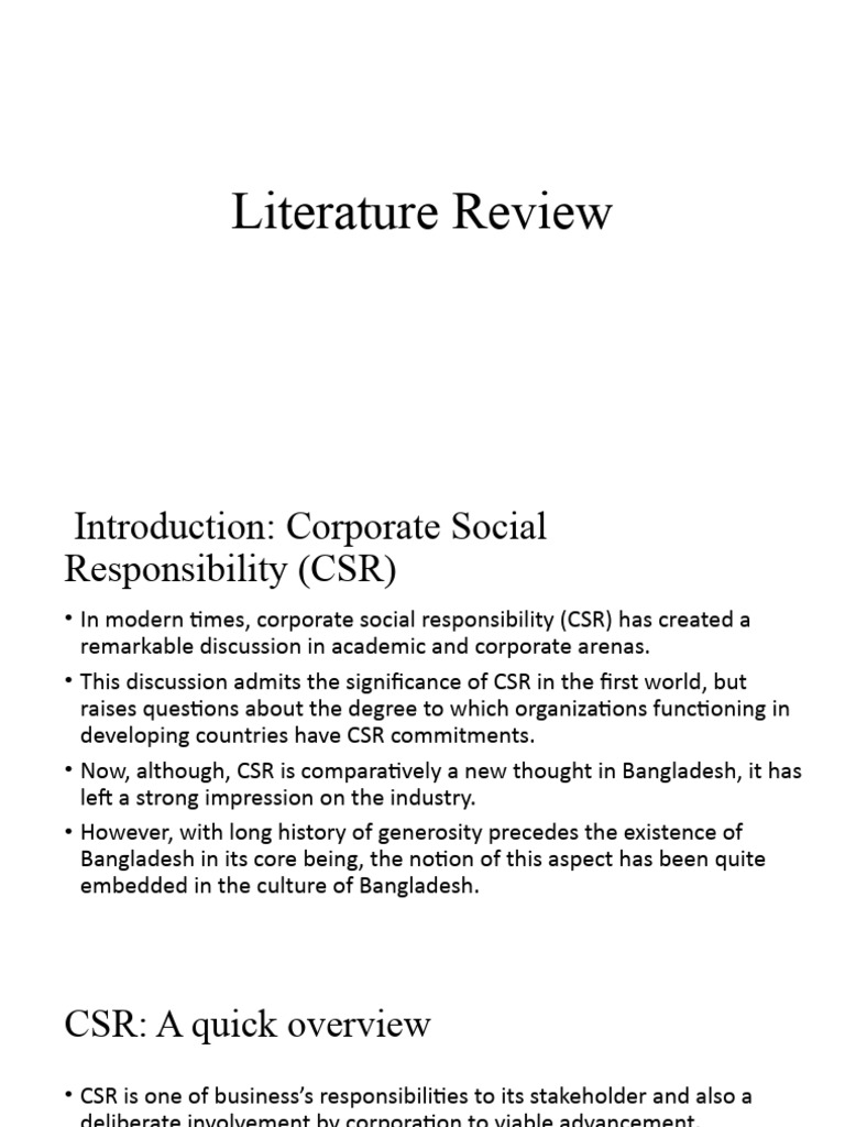 Literature Review CSR | PDF | Corporate Social Responsibility | Economies