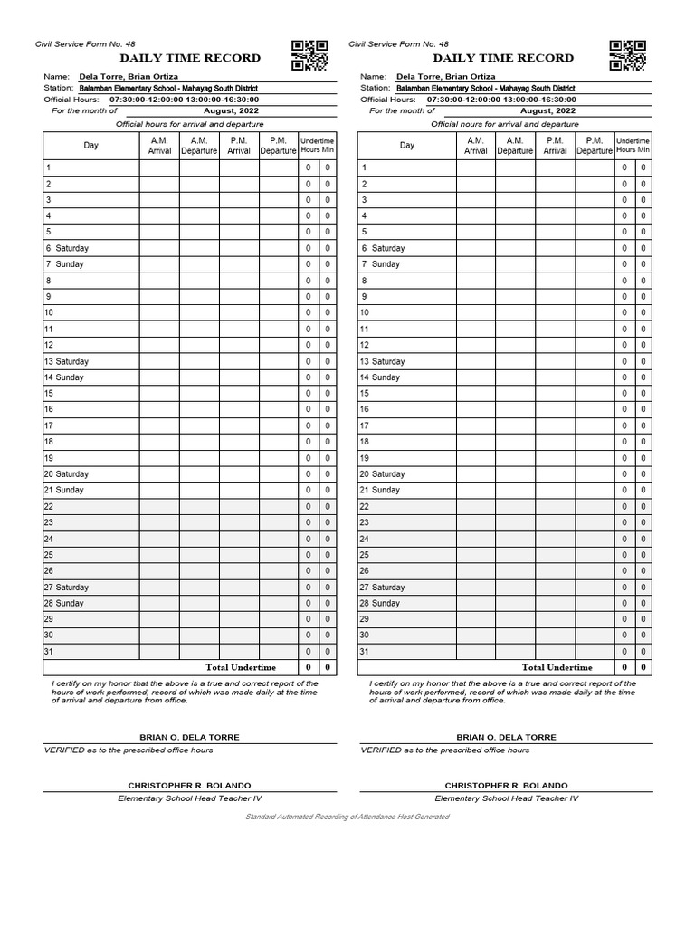 August 2022 Brigada DTR | PDF