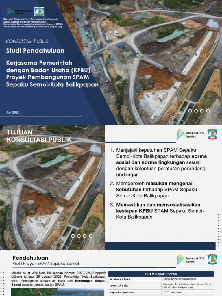 Paparan Tenaga Ahli - Studi Pendahuluan SPAM Sepaku Semoi FS | PDF
