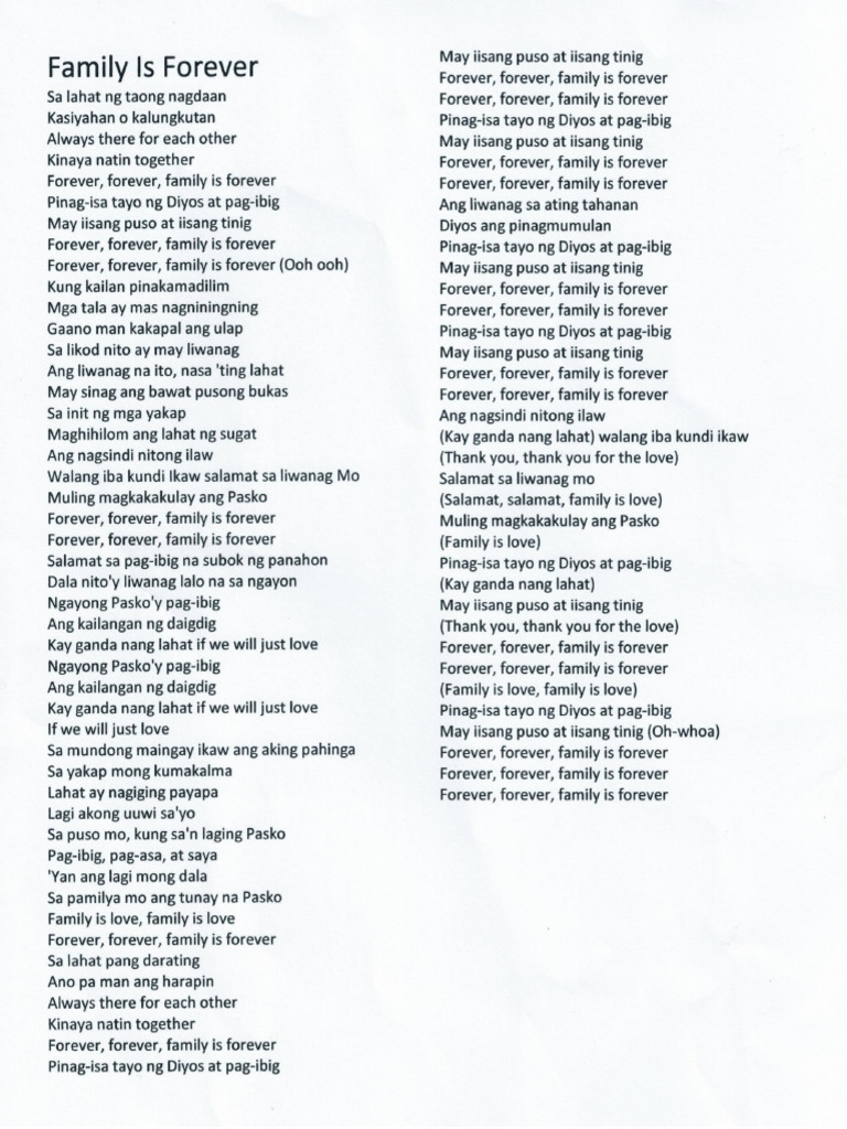 Family Is Forever Lyrics | PDF