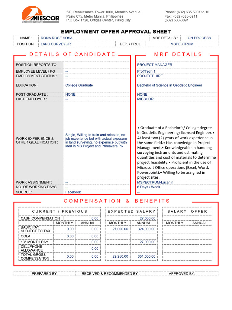 Eoas - Employment Offer Approval Form | PDF | Employment | Economies