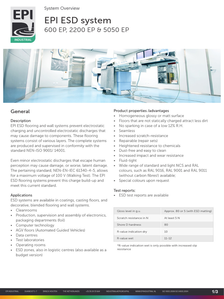 Epi Flooring For Testing Labs. | PDF | Paint | Electrostatic Discharge