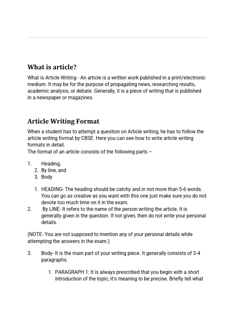 Article Writing Class XII | PDF | Causality