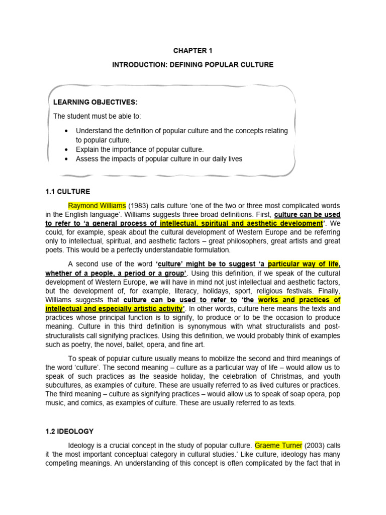 Defining Popular Culture Concepts | PDF | Popular Culture | Ideologies