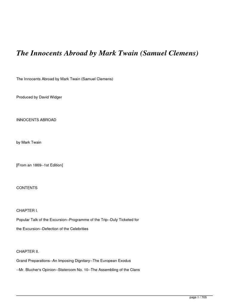 Mark Twain's The Innocents Abroad Summary | PDF | History | Young Adult