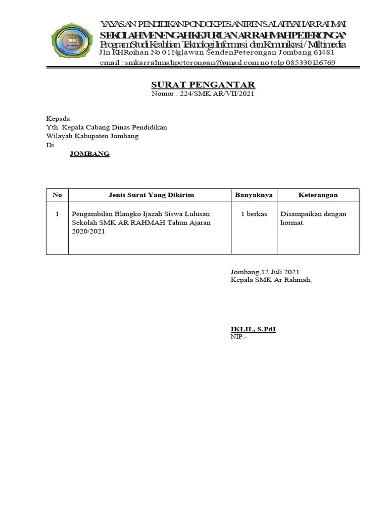 Surat Pengantar Proposal | PDF
