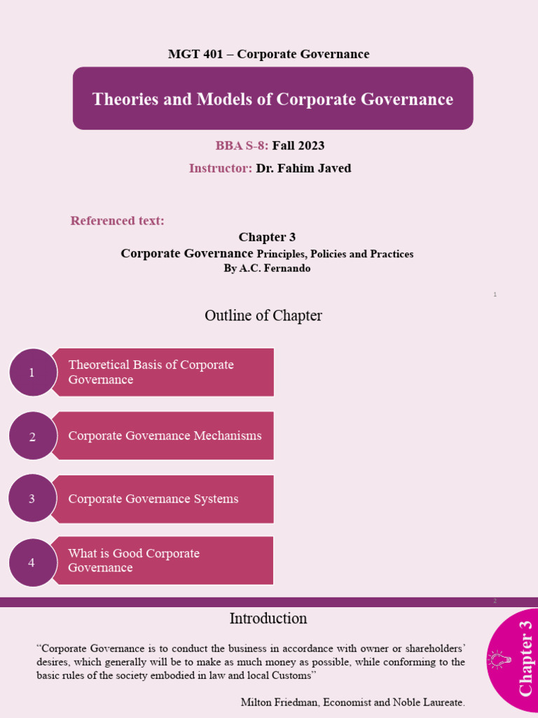 Chapter 3 - Theories and Models of Corporate Governance | PDF ...