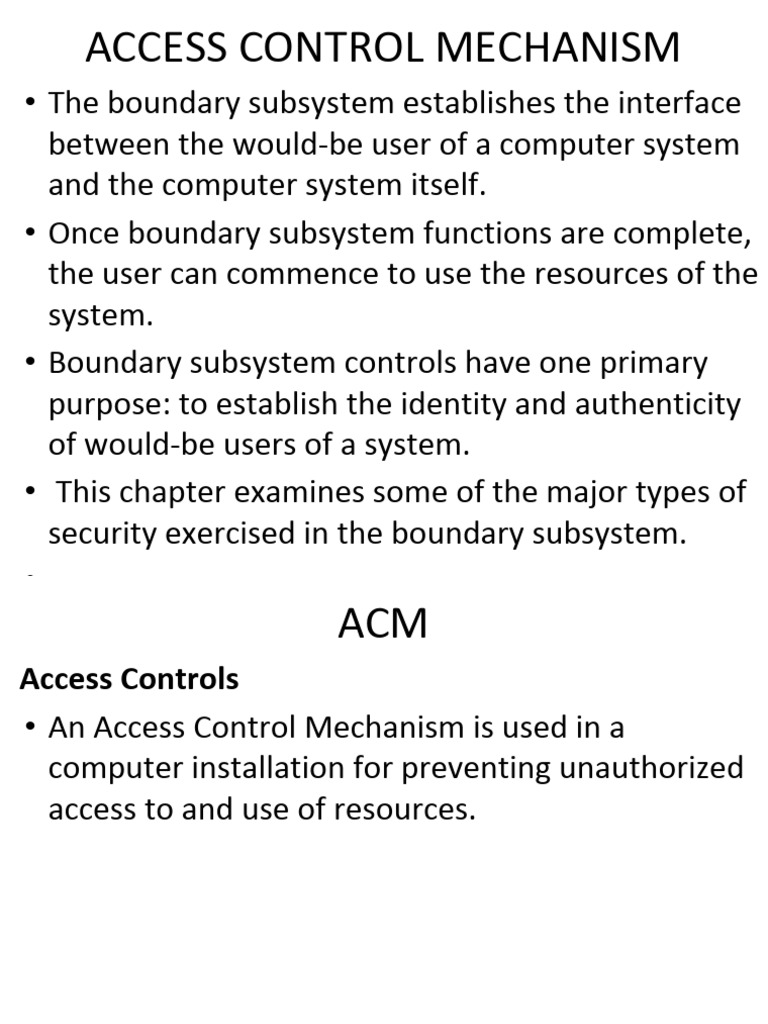 Access Control Mechanism | PDF | Access Control | Authentication