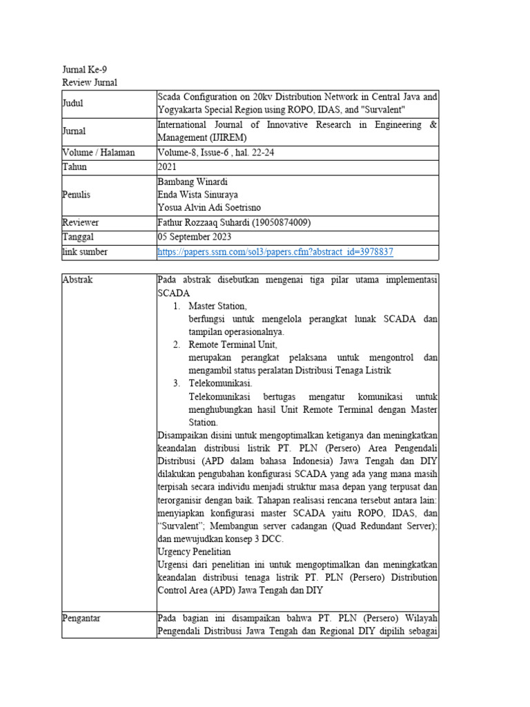 Review Jurnal 9 Scada Configuration On 20kv Distribution Network in ...
