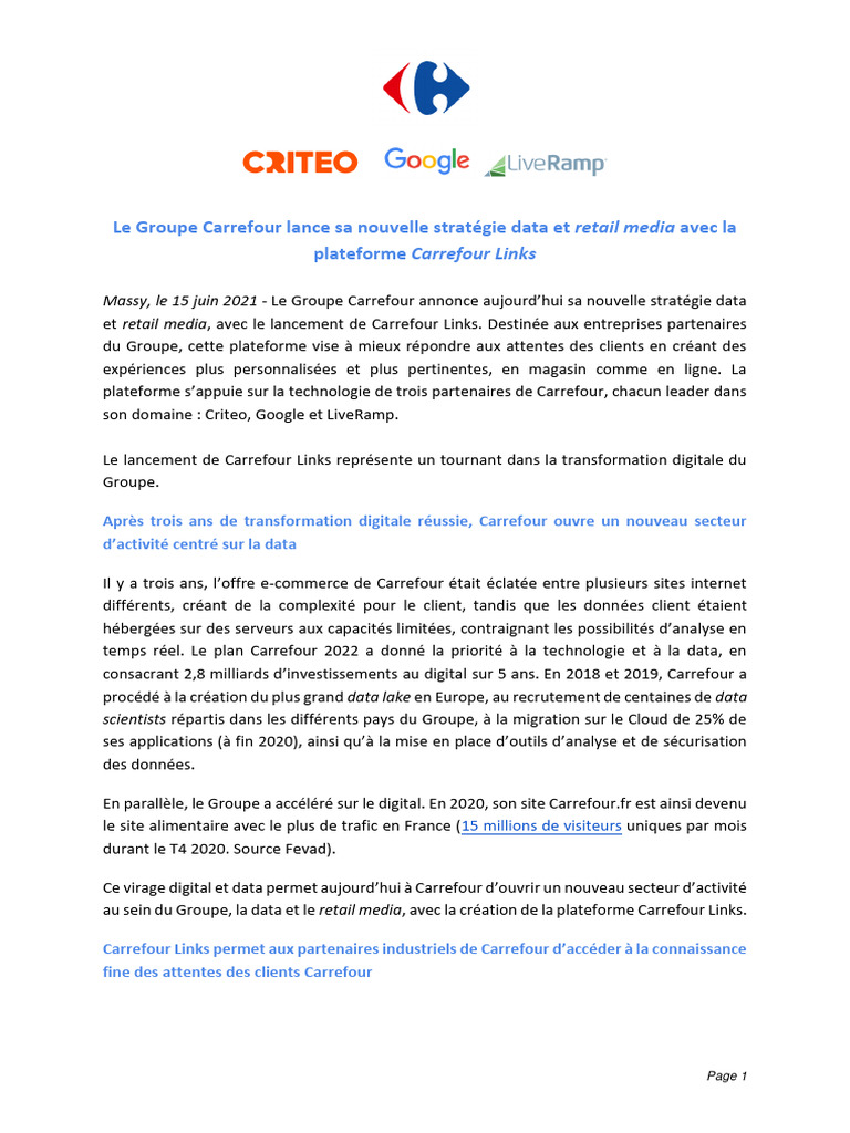 CP_Le Groupe Carrefour lance sa nouvelle stratégie data et retail media ...